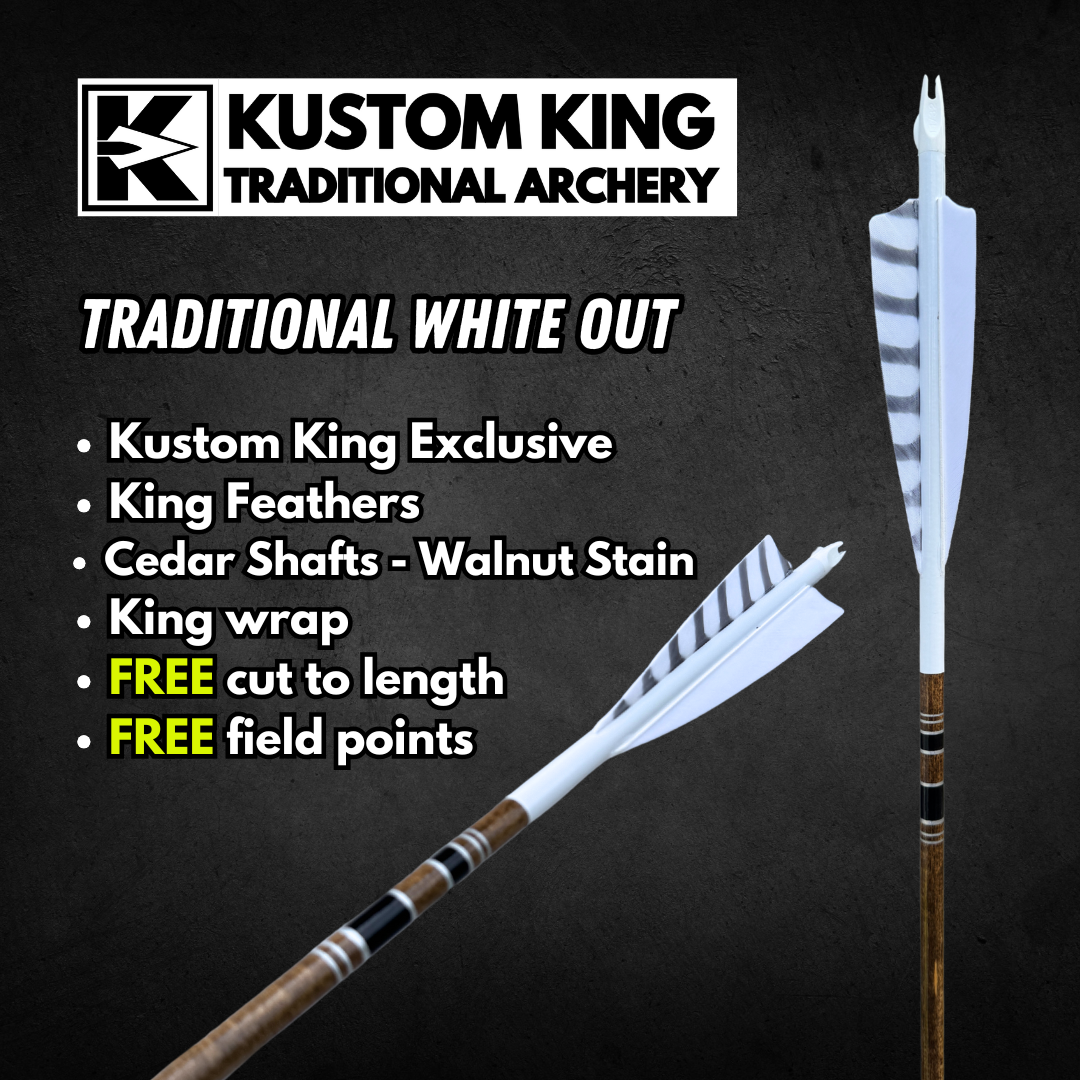 King Arrows - Traditional Arrows - White Out – Kustom King Traditional Archery